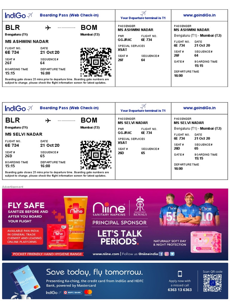 BLR Bom: Boarding Pass (Web Check In) WWW - Goindigo.In | PDF | Transport | Airlines