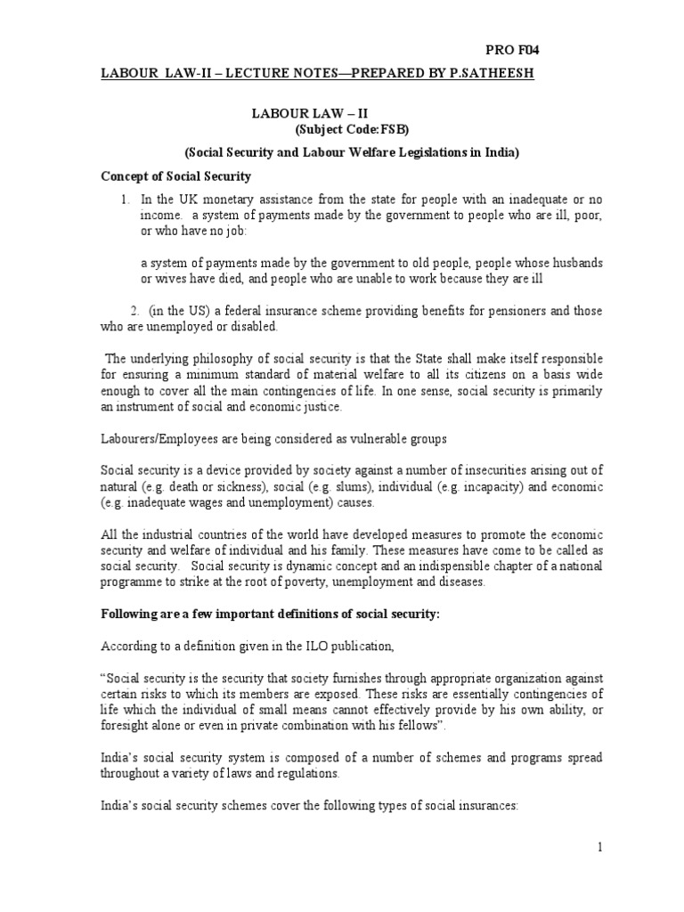 7-LECTURE NOTES (Soft Copy) | PDF | Welfare | International Labour ...