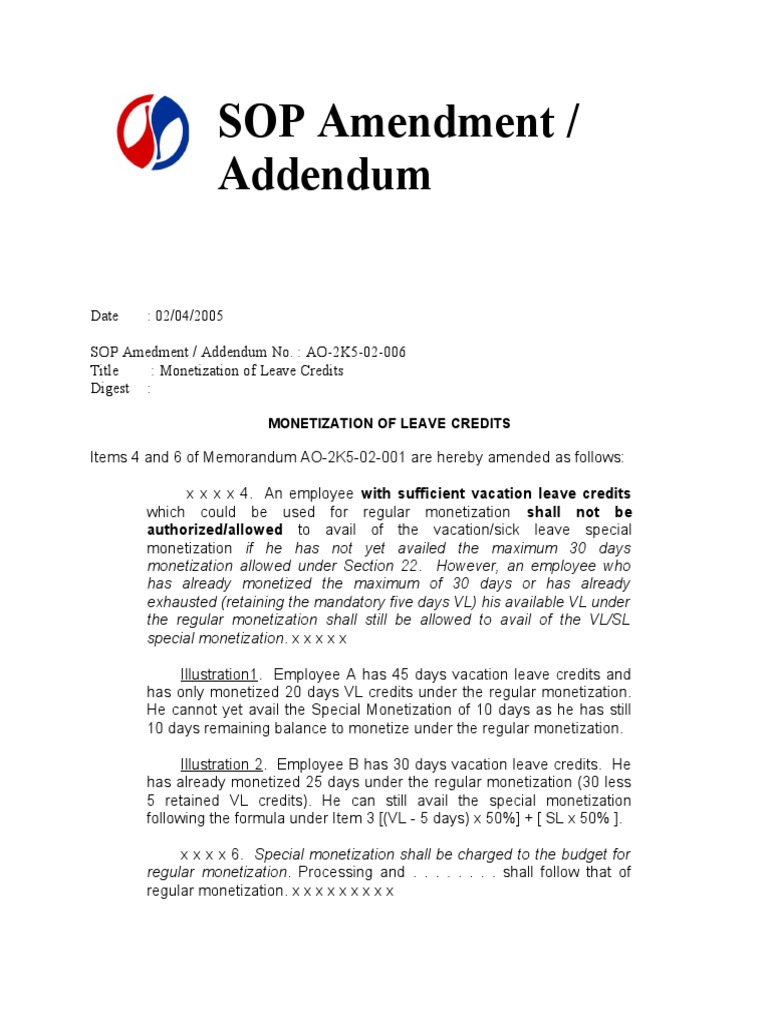 Monetization of Leave Credits | PDF