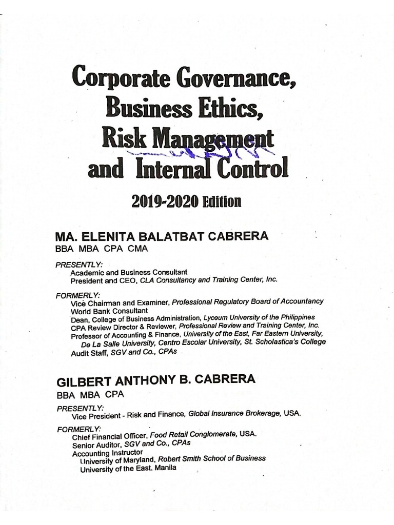 Corporate Governance, Business Ethics, Risk Management and Internal ...