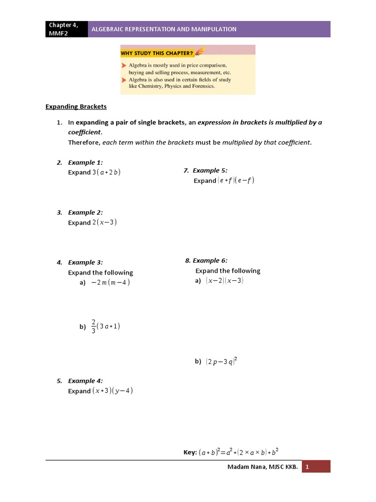 4 Algebraic Representation & Manipulation | PDF | Factorization | Algebra