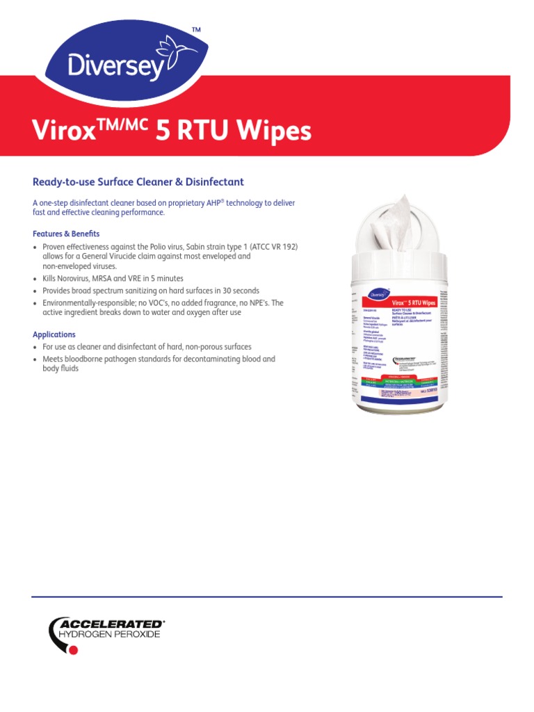 Virox 5 RTU Wipes: TM/MC | PDF | Disinfectant | Safety