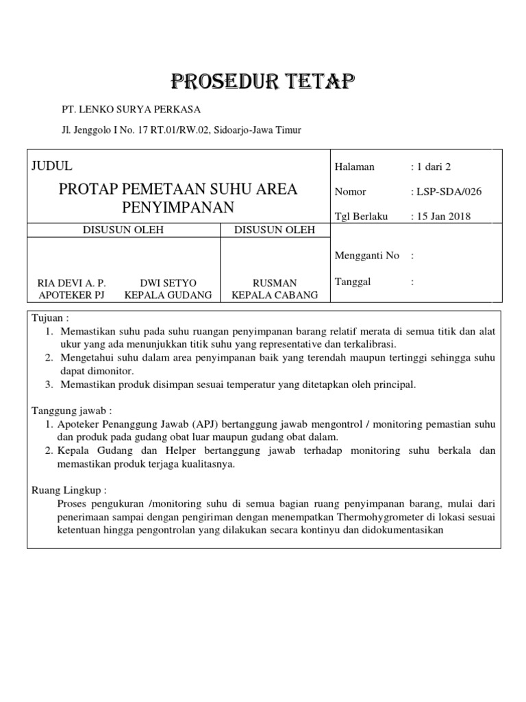 Pemetaan Suhu Area Penyimpanan Dan Mapping Suhu 4 - 3 - 3 | PDF
