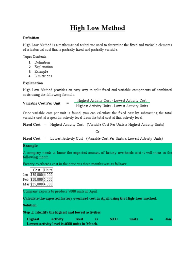 High Low Method Pdf Payroll Inflation
