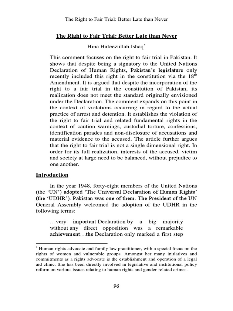 The Right To Fair Trial | PDF | Right To A Fair Trial | Arrest