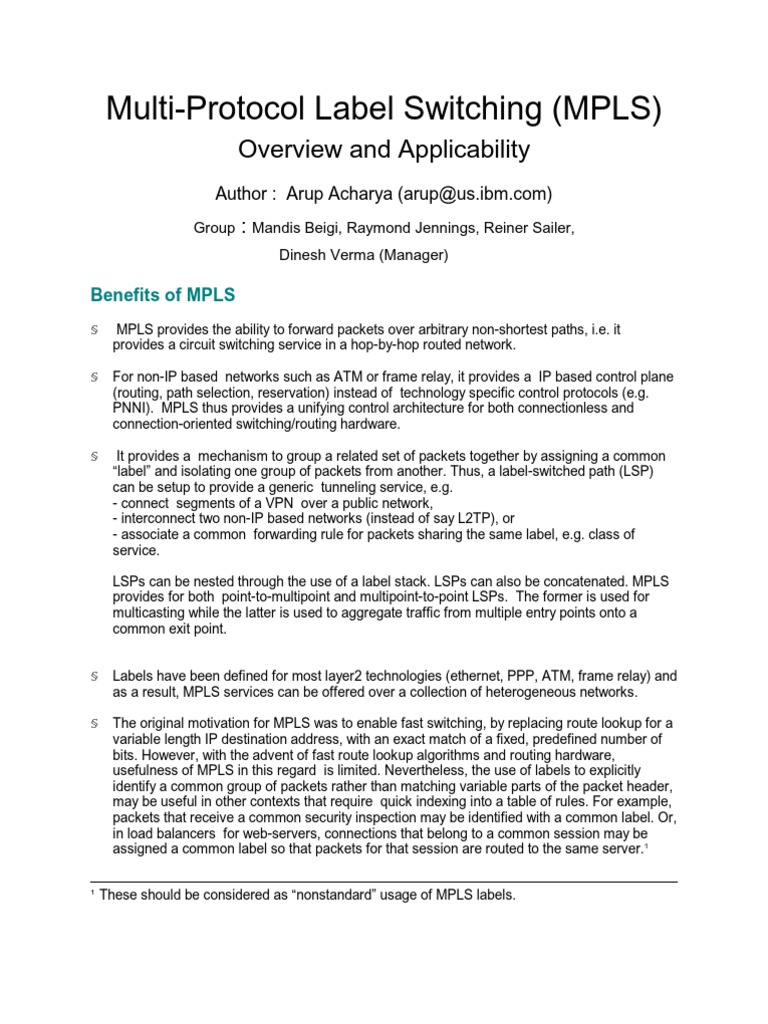 MPLS Overview and Benefits Explained | PDF | Multiprotocol Label ...