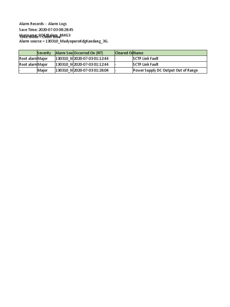 Alarm Logs 20200703082845812 | PDF