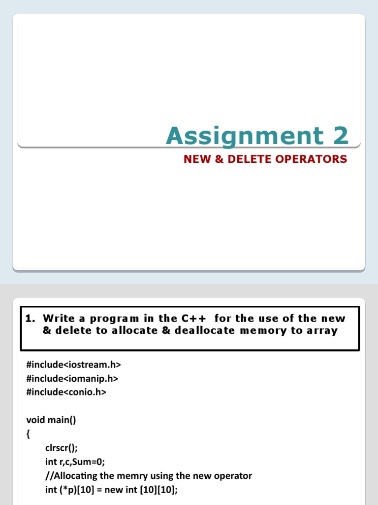 Assignment 2: New & Delete Operators | PDF | Array Data Structure ...