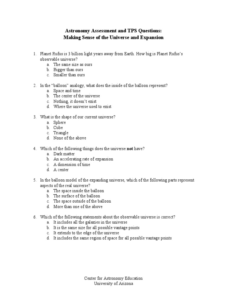 Expanding Universe: Balloon Analogy Quiz | PDF | Universe | Milky Way