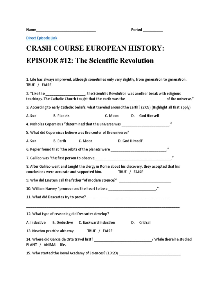 Crash Course European History: EPISODE #12: The Scientific Revolution ...