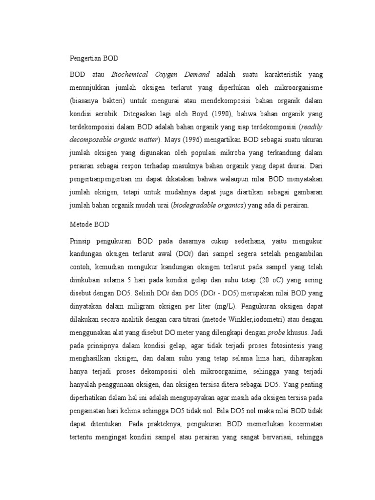 Pengertian BOD | PDF