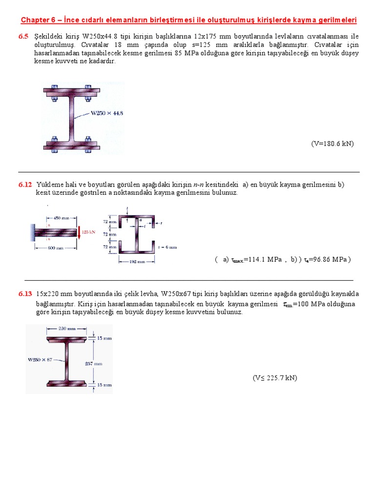 13-Kirişlerde Kayma Gerilmeleri Ç. S. | PDF
