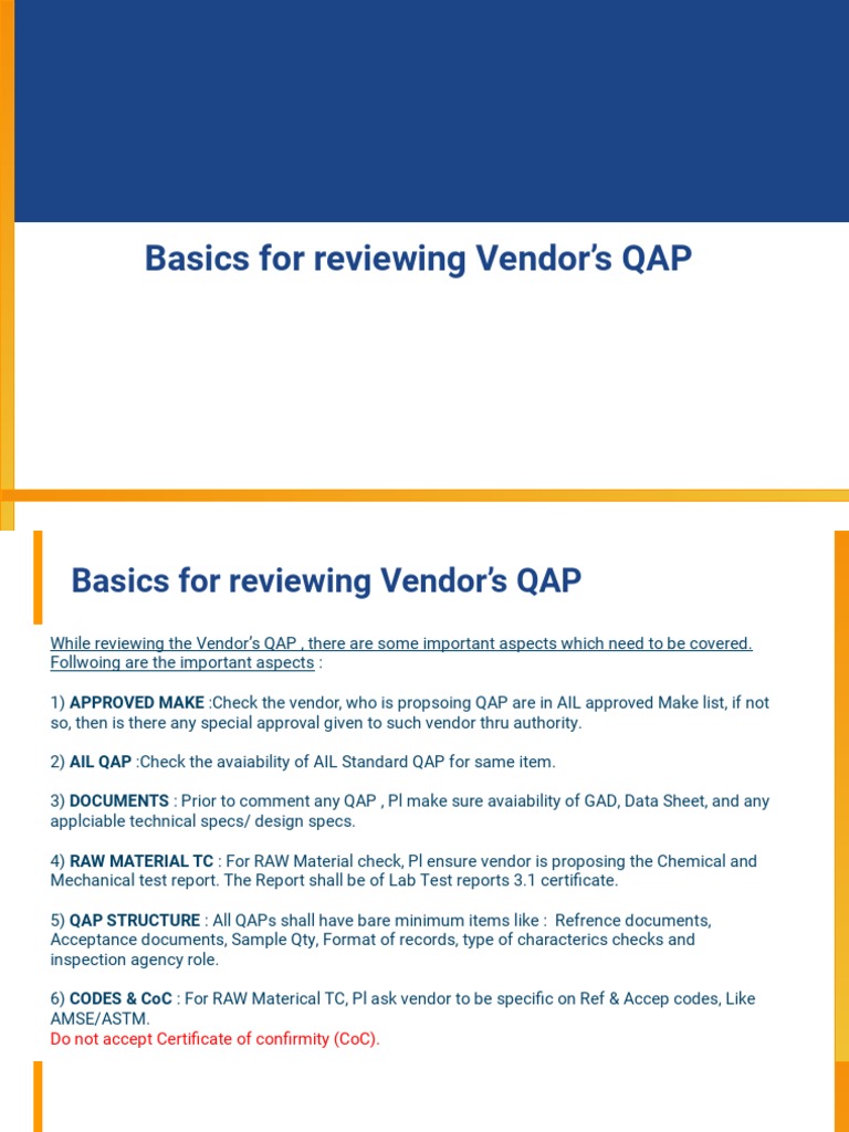 BASICS FOR QAP REVIEW - by Zulfequar | PDF | Specification (Technical Standard)