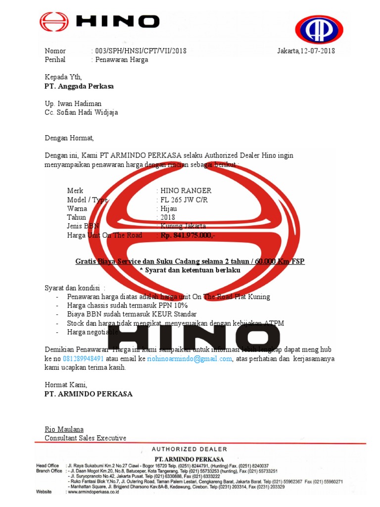 Penawaran Harga PT. Anggada Perkasa | PDF