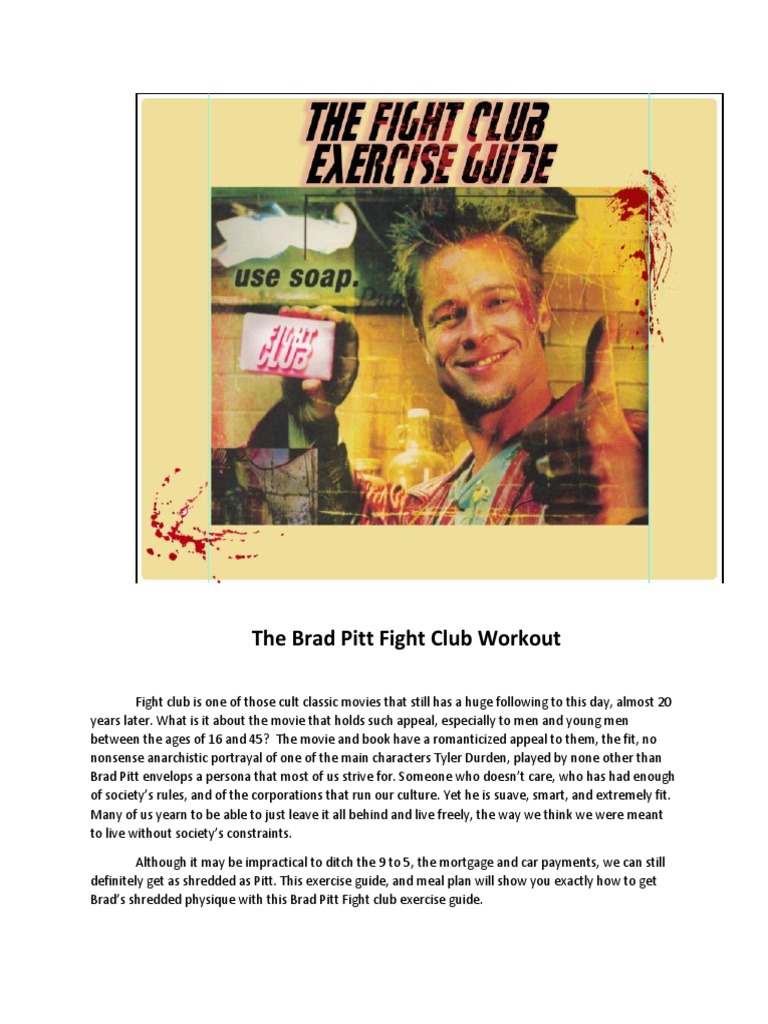 Brad Pitt Fight Club Workout Plan | PDF | Eating Behaviors Of Humans ...
