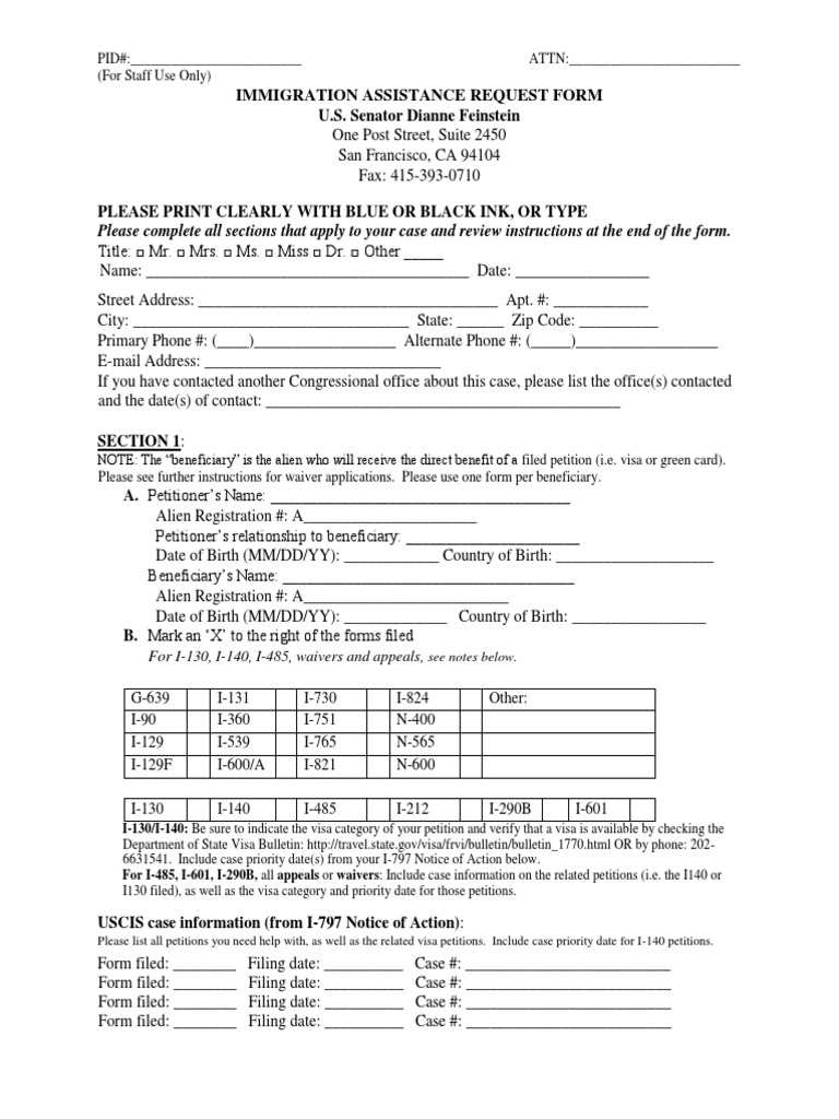 Immigration Assistance Form PDF Version PDF | PDF | National Security ...