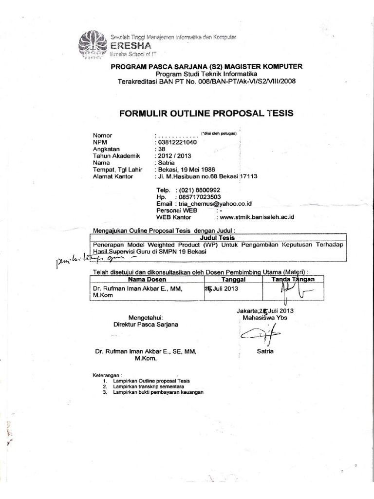 Contoh Outline Thesis | PDF