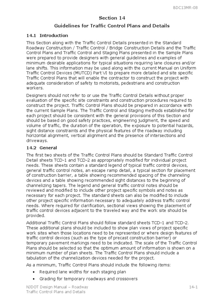 Section 14 Guidelines For Traffic Control Plans and Details | PDF ...