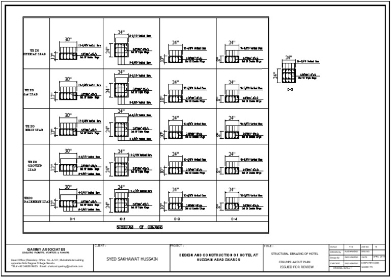 Structural Column Layout Plan for Hotel Construction in Skardu Showing ...
