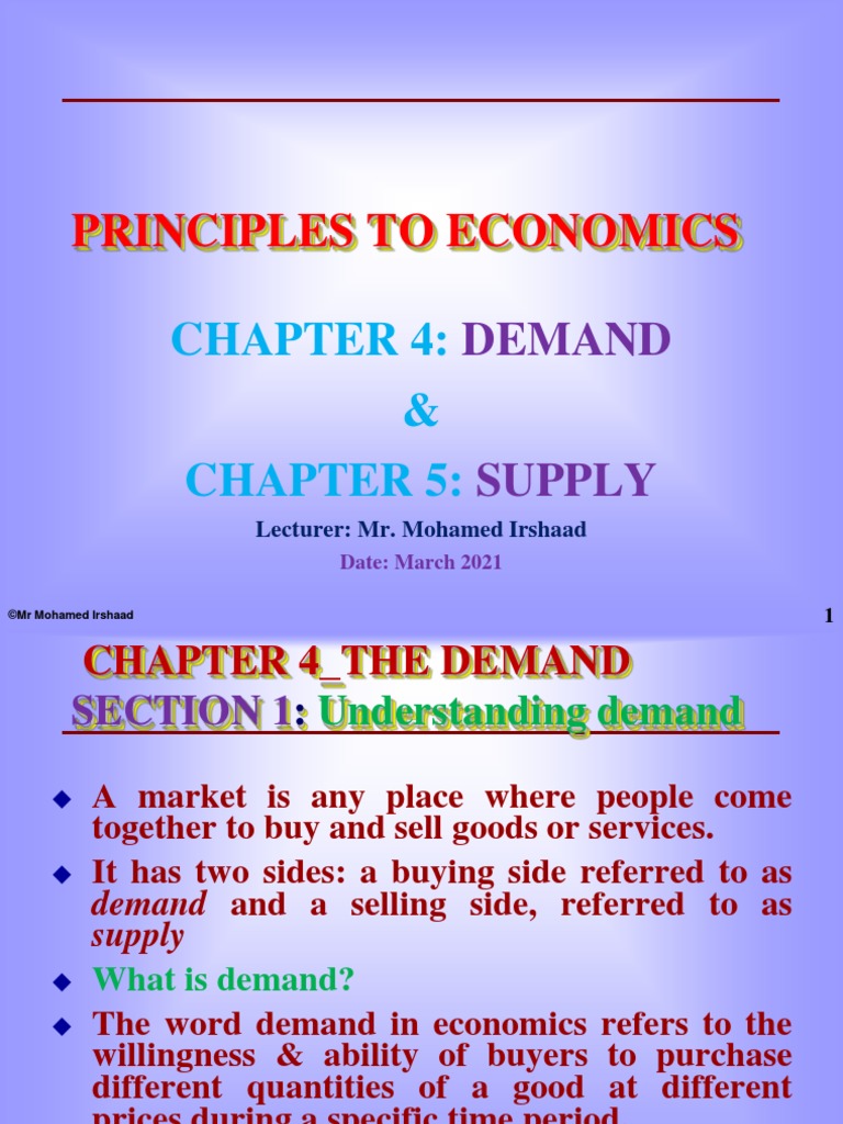 Chapter 4 Demand & Ch. 5 Supply | PDF | Demand | Demand Curve