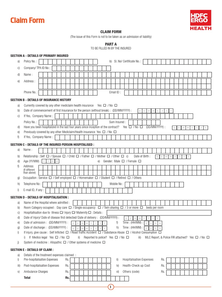 EH Claim Form | PDF | Identity Document | Hospital And Clinic