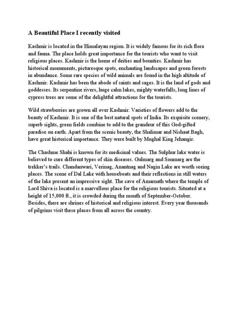 A Beautiful Place Essay | PDF