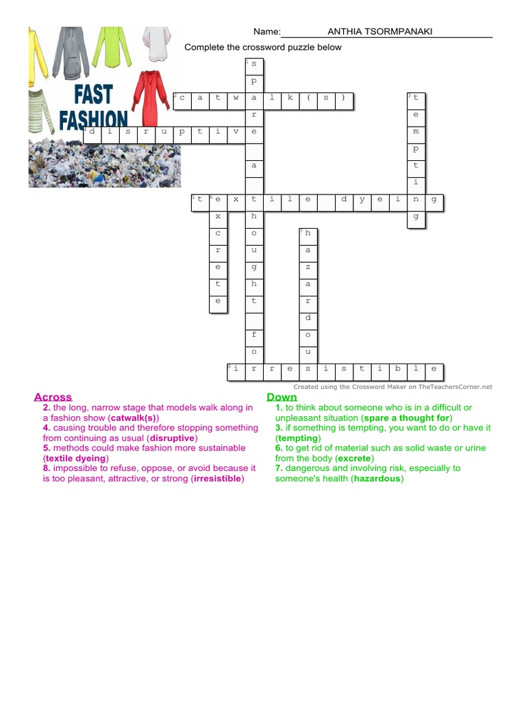Crossword Fast Fashion | PDF | Fashion | Nature