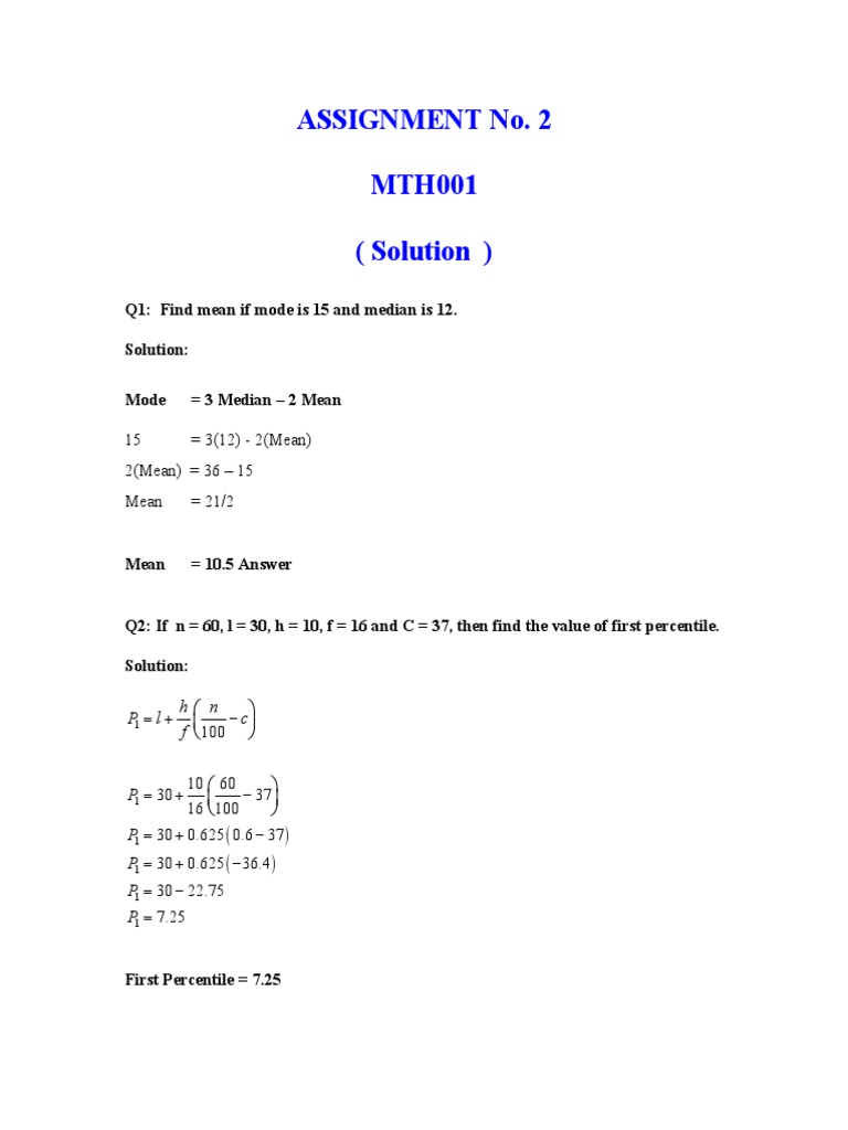 Assignment No. 2 MTH001 Solution | PDF