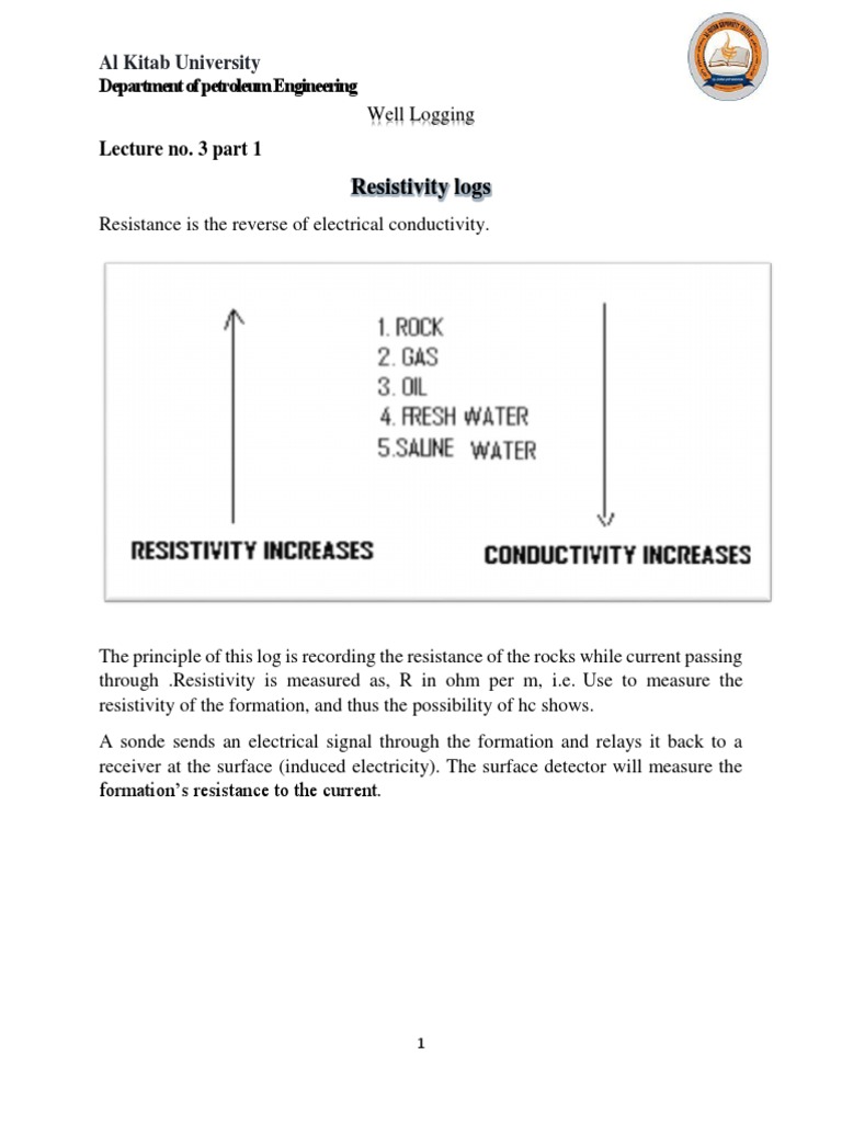 Resistivity Logs: Department of Petroleum Engineering | Download Free ...