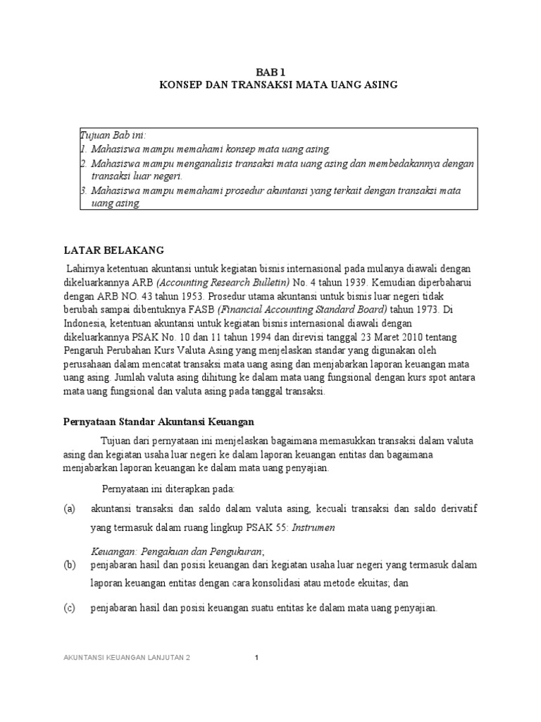 Bab 1. Transaksi Valuta Asing | PDF | Bisnis | Pengelolaan Keuangan & Uang