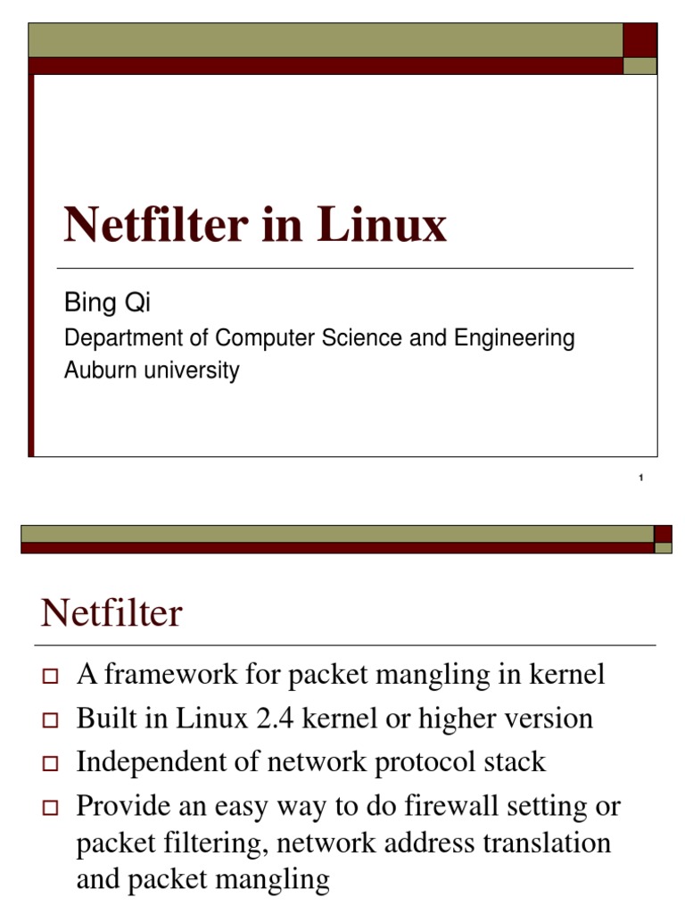 Netfilter in Linux: Bing Qi | PDF | Information Age | Internet Protocols