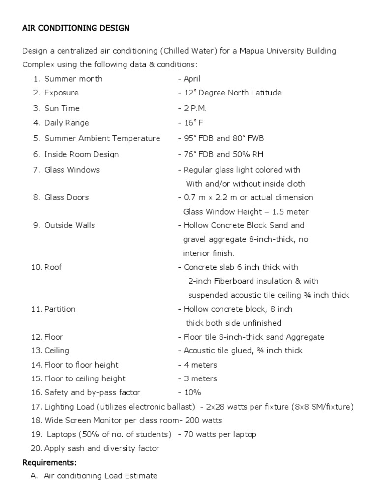Air Conditioning Design for Mapua Building | PDF | Thermodynamics ...