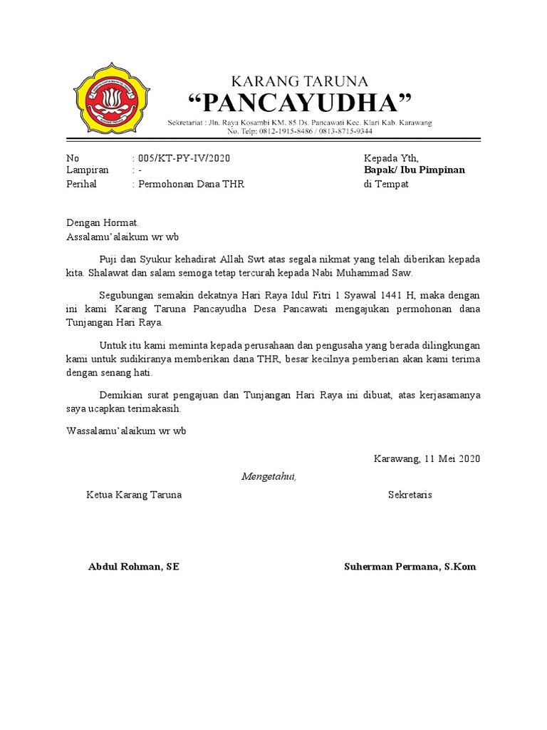 Katar - 005 - Surat - Permohonan THR | PDF