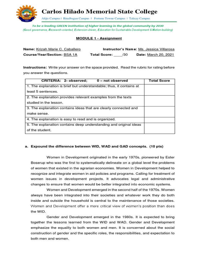 Caballero, Krizah Marie C. Bsa 1a Gad Module 1 Assignment | PDF ...