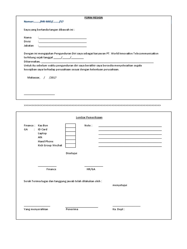 Form Resign (1) - 2 | PDF