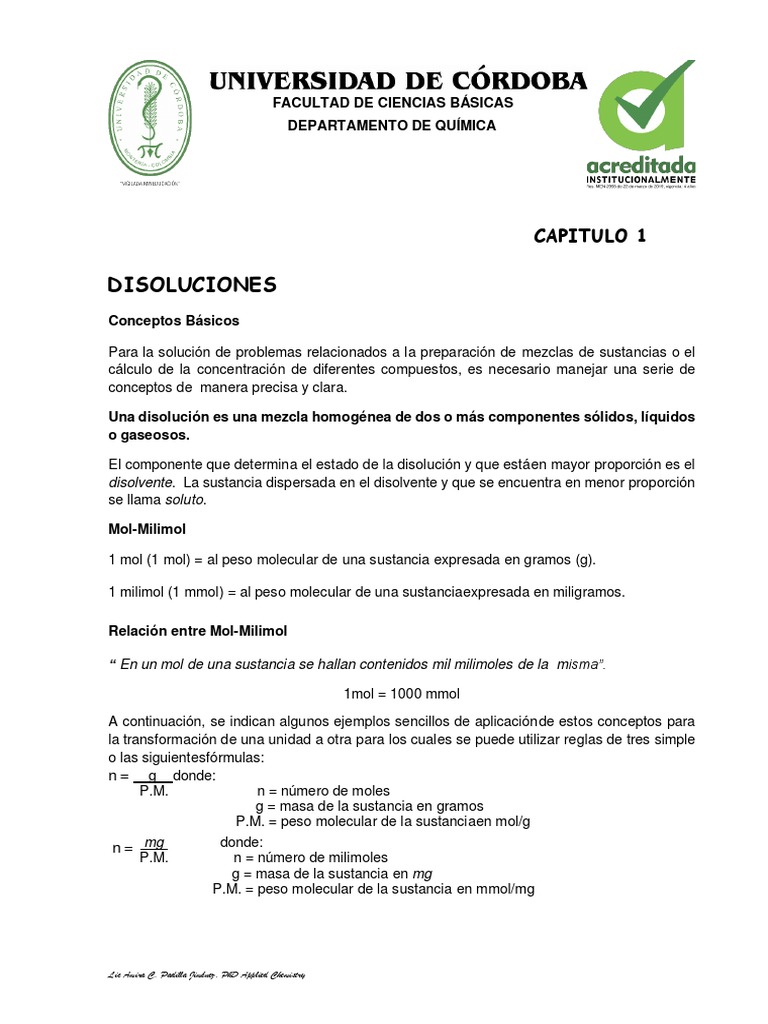 Manual de Soluciones Quimicas 2021 | PDF | Concentración | Mole (Unidad)