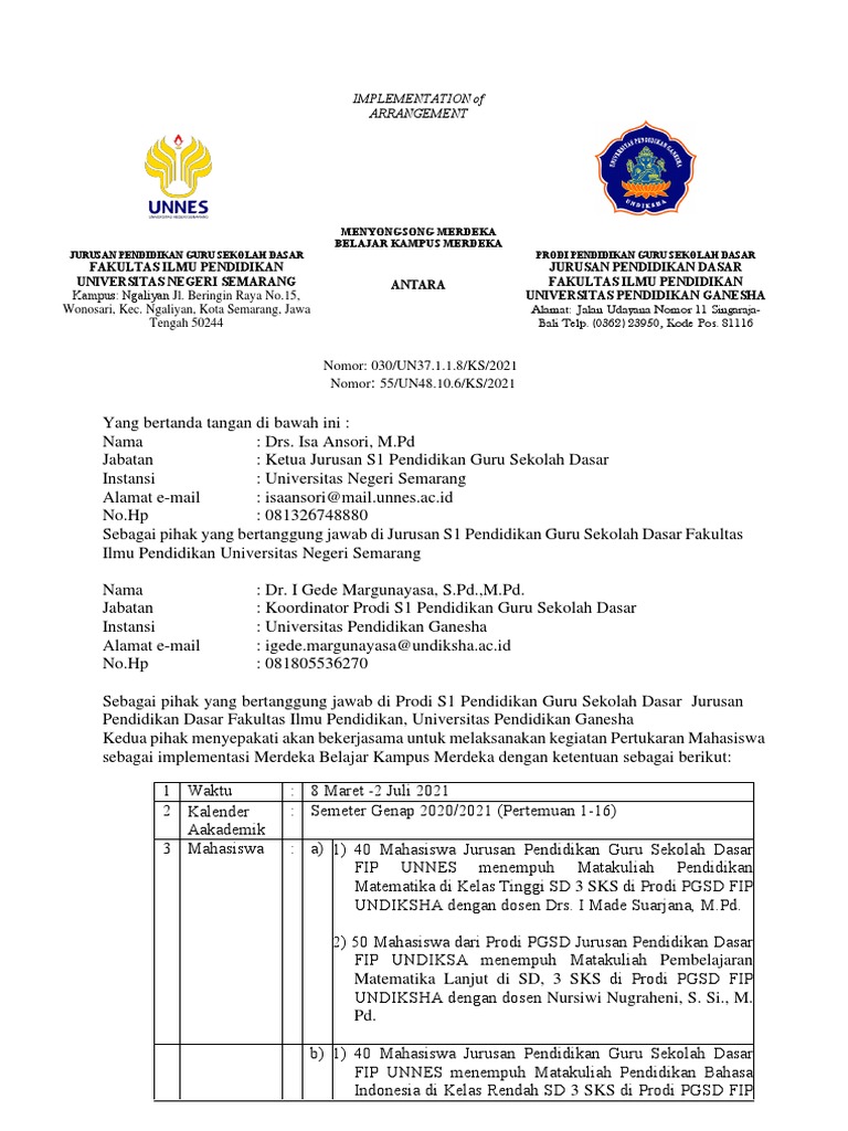 Kerjasama PGSD UNNES dan Undiksha | PDF