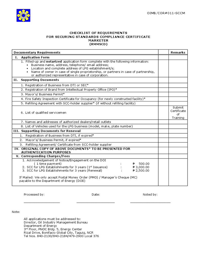 SCC Requirements for LPG Marketers | PDF | Business | Energy And Resource