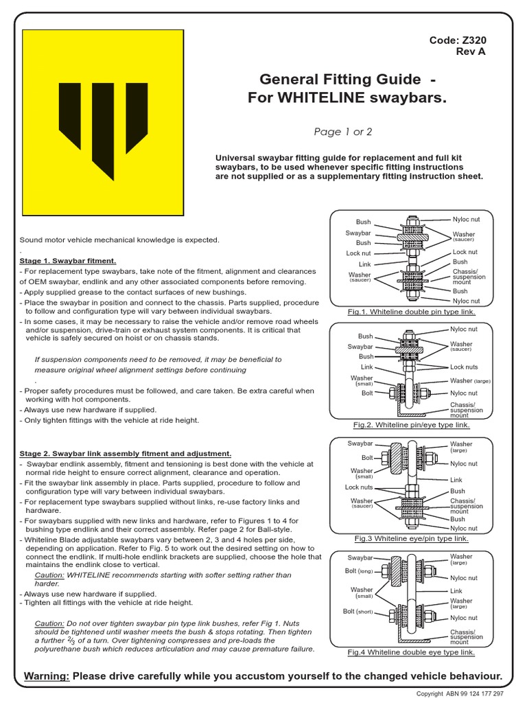 General Fitting Guide - For WHITELINE Swaybars: Page 1 or 2 | PDF | Nut ...
