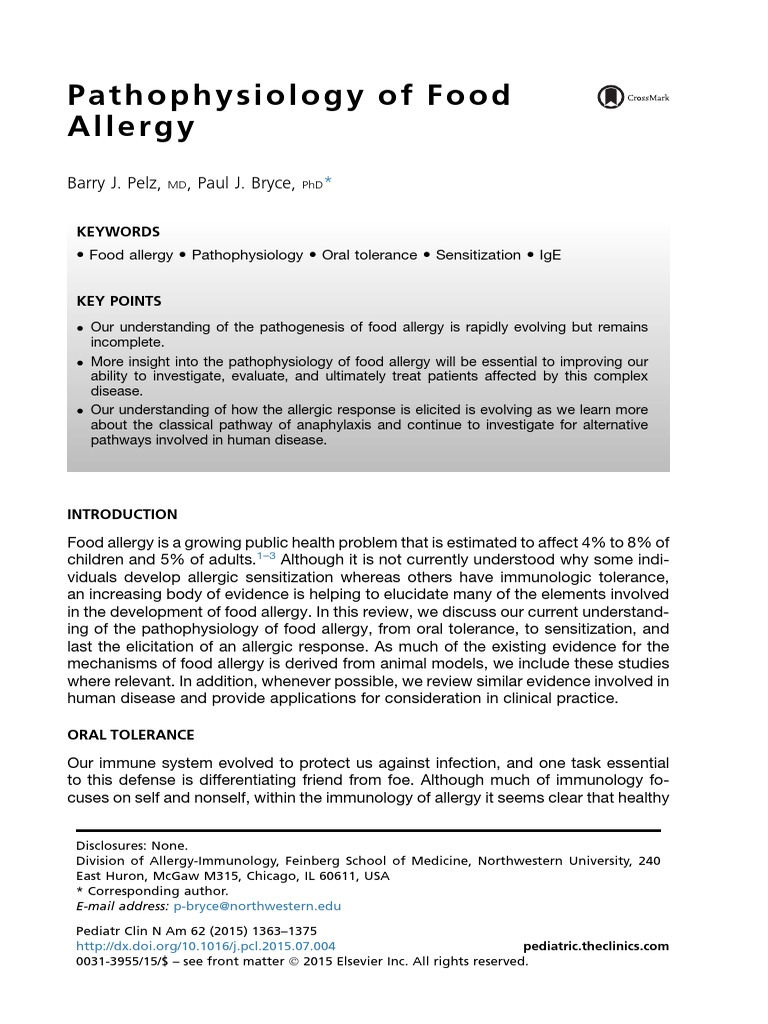 Pathophysiology of Food Allergy | PDF | Allergy | Immune Tolerance