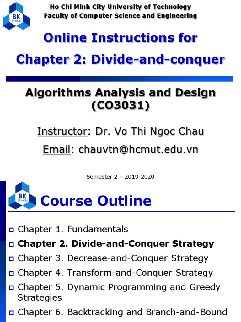 Online Instructions For Chapter 2 Divide And Conquer Algorithms