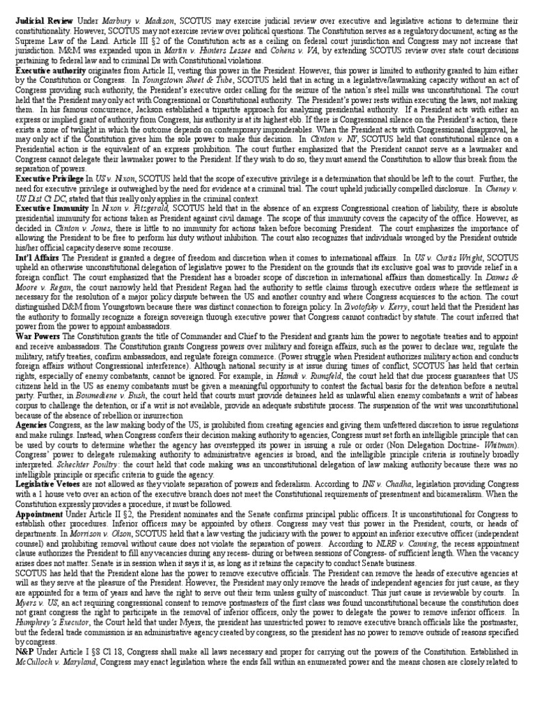 Con Law I Final Cheat Sheet | PDF | Commerce Clause | Federal Preemption
