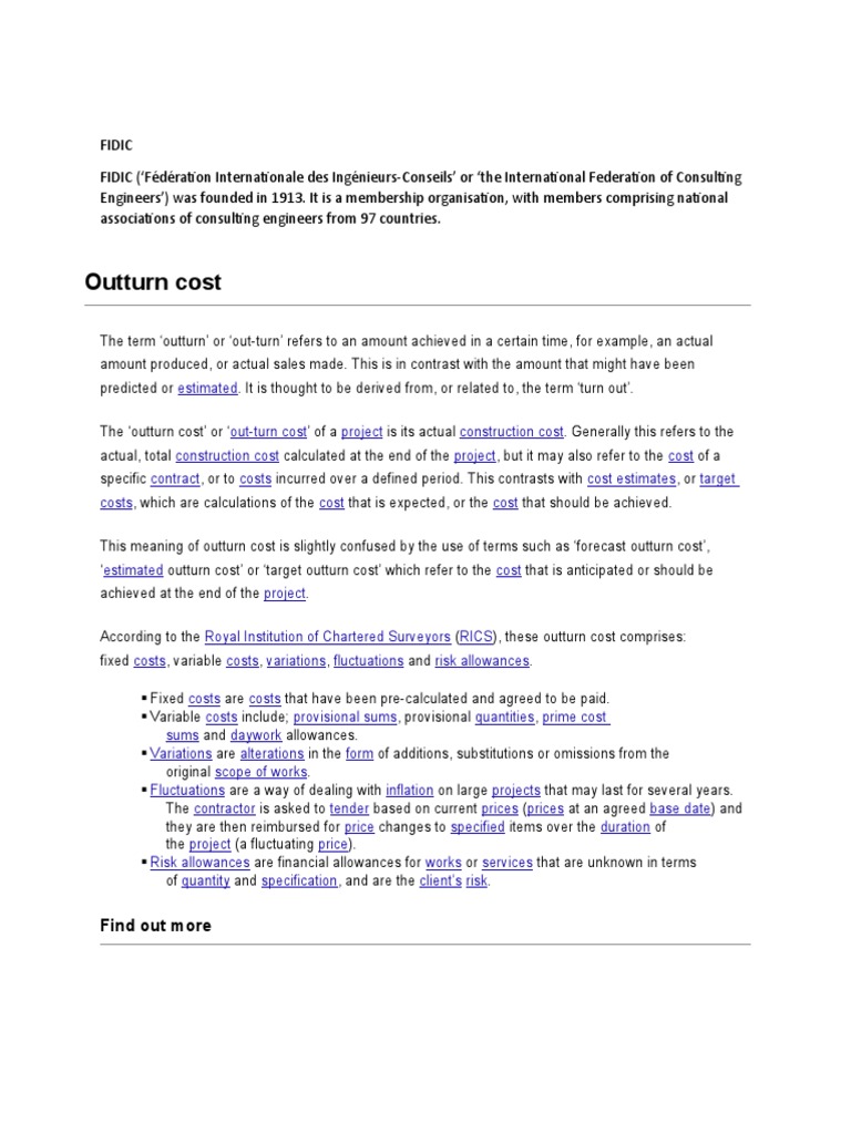 Outturn Cost: Find Out More | PDF | Consultant | Engineering