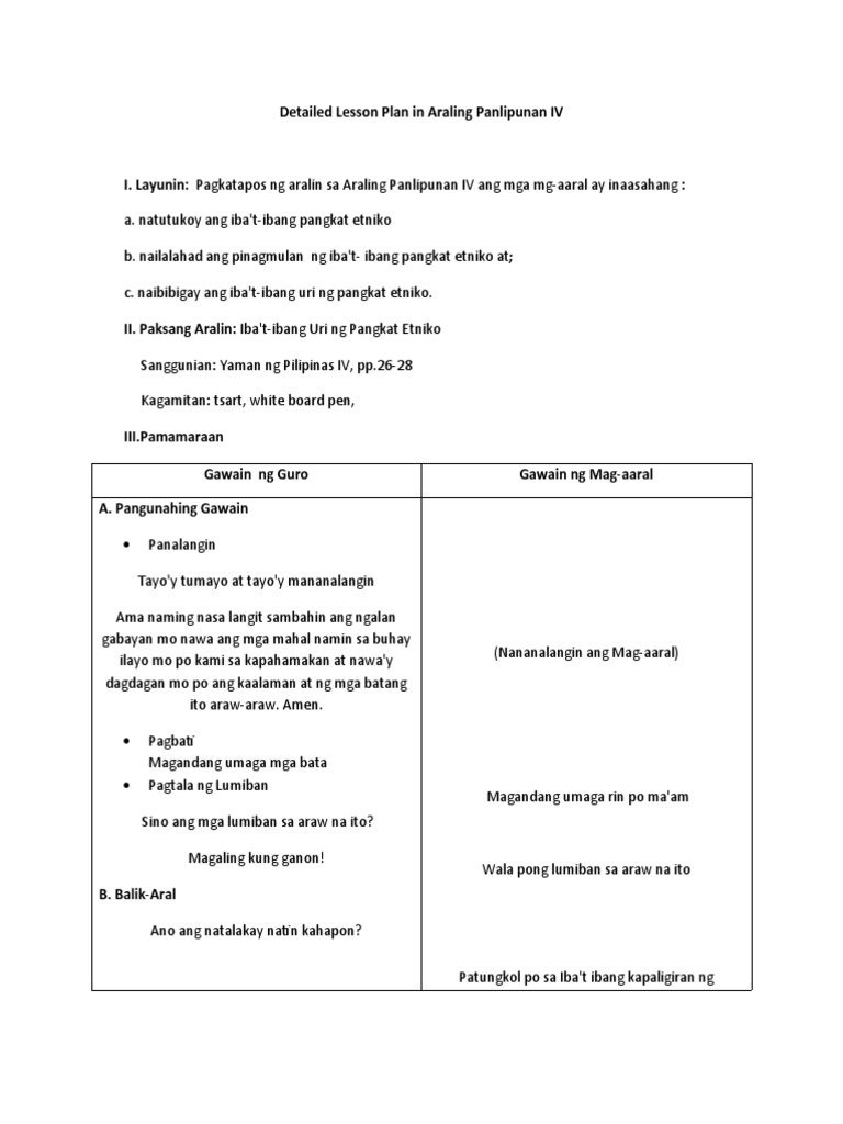 Detailed Lesson Plan | PDF