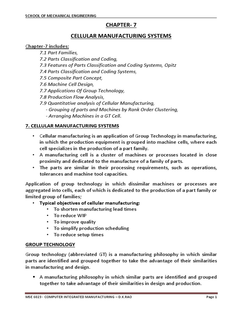 Cellular Manufacturing Systems | PDF | Machining | Automation