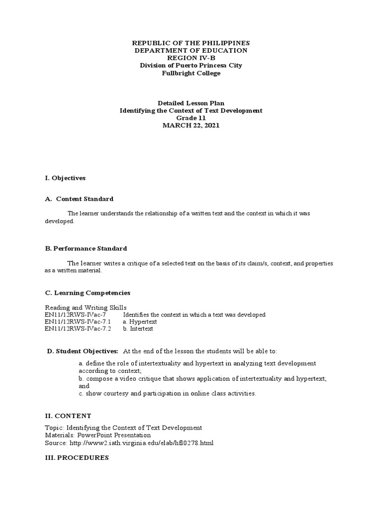 Identifying The Context of Text Development | PDF | Intertextuality | Cognition