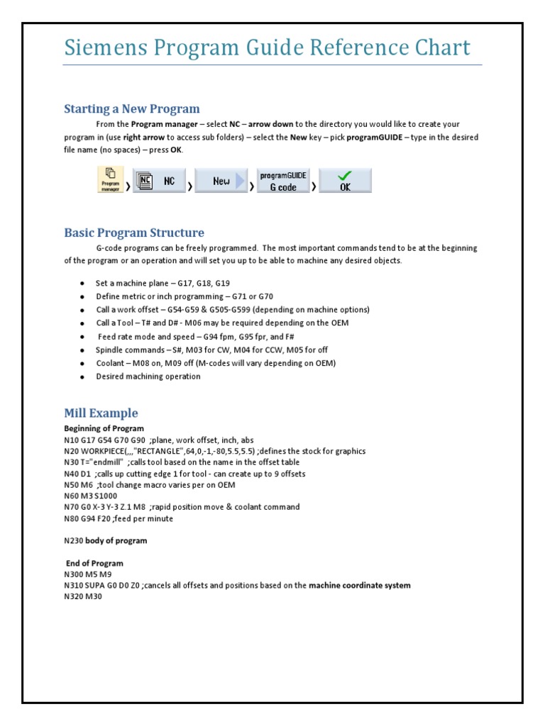 Siemens Program Guide Reference ChartR2 | PDF | Metalworking ...