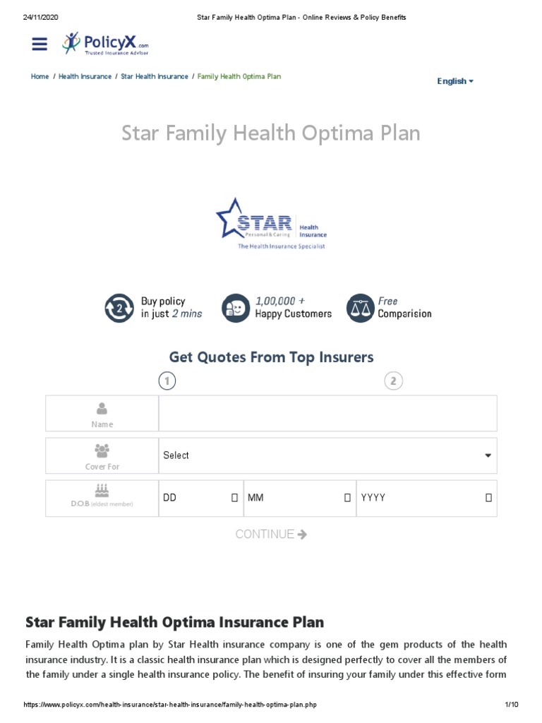 Star Family Health Optima Plan - Online Reviews & Policy Benefits | PDF ...