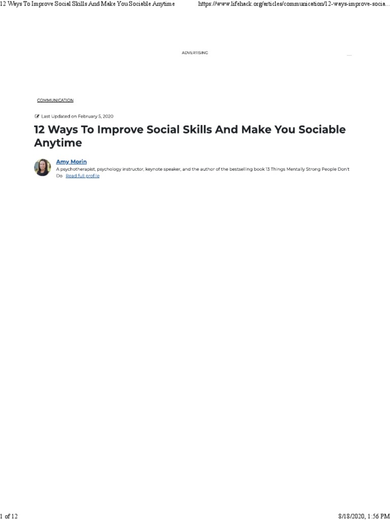 12 Ways To Improve Social Skills and Make You Sociable Anytime | PDF ...