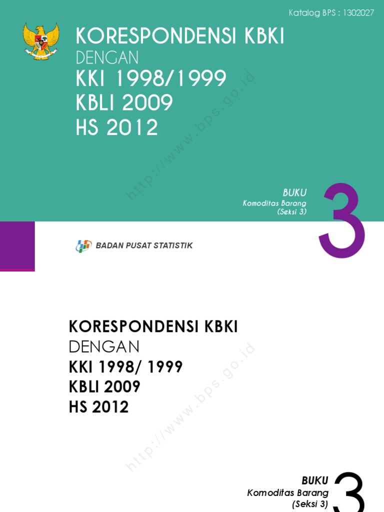 Korespondensi KBKI Dengan KKI 1998 - 1999 KBLI 2009 HS 2012 Buku 3 Komoditas Barang (Seksi 3) | PDF